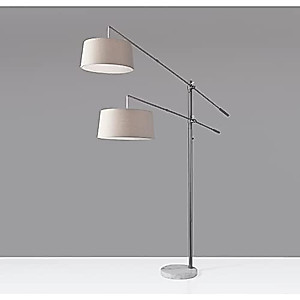 Adesso 5275-22 Manhattan Two-Arm Arc Lamp, 78-102 in., 2 x 150W Incandescent/ 13W CFL, Brushed Steel, 1 Floor Lamp