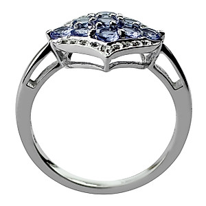 Carillon 0.77 Carat Tanzanite Round Shape Natural Non-Treated Gemstone 925 Sterling Silver Ring Engagement Jewelry for Women & Men