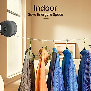 Apricus Retractable Clothesline | Clothes Line for Indoor & Outdoor Laundry Drying | 30 Meters Double Portable Clothing Lines | Heavy Duty Hanging Cloths Line | (Each 2X 15m Line)