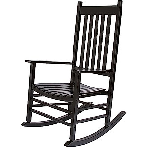 MEZHI Gray Round Wooden Rocking Chair, Porch Rocker (Black)