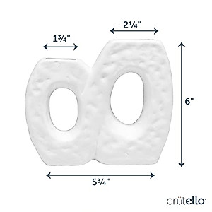 Crutello Textured Ceramic White Loop Vase - Modern Home Decor for Mantles, Bookshelves, Tables, Entryways