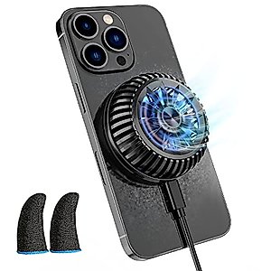 Phone Cooler Magnetic, Lecone Smartphone Radiator Cooling Fan for iPhone 13 and 12 Series Compatible with Magsafe RGB LED Light USB-C Power Cable Gaming Accessory
