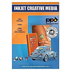 PPD Printable Vinyl Sticker Paper for Inkjet Printer, Semi-Transparent Sticker Paper 8.5 x 11, Self-Adhesive Print Your Own Stickers at Home, Waterproof & Tear Resistant, Instant Dry (14 Sheets)