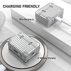 AirPods Pro 2 Case Cover, KOREDA Funny Suitcase Design Case for Airpods Pro 2nd Generation/1st Generation (2022/2019), Cute Fashion Protective Hard Case for Women Men with Keychain (Silver)