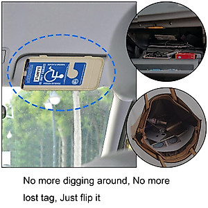 Handicap Placard Holder for Auto, Wisdompro Disabled Parking Permit Sign Protector for Car Sun Visor with Note Paper Slot, Pen Holder and Elastic Strap - Khaki