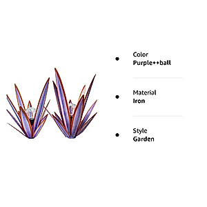 menoha 2 PCS Tequila Rustic Sculpture,Rustic Hand Painted Metal Agave Plant,DIY Metal Plant Garden Yard Sculpture,Lawn Home Ornaments Stakes Outdoor Decor Garden (Purple++Ball)