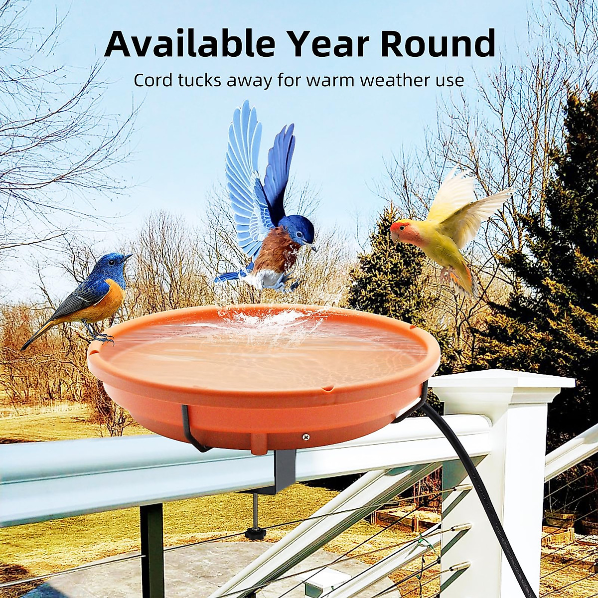 GIFANK [Clearance] Heated Bird Bath with Thermostatically Controlled 4-in-1 Bird Bath Bird Heater Heatable Bird Bath Bowl Heated Bird Waterer for Winter Outdoor Garden Yard Patio Lawn