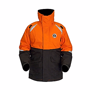 MUSTANG SURVIVAL - Catalyst Floatation Coat (Orange-Black - XL) - Harmonized Approval (CAN and US), 10k Waterproof, M-Tech Comfort System, Underarm ventiliation zips, D-Ring for Engine Kill Switch