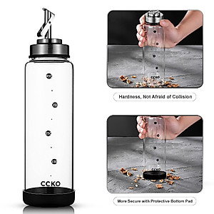 Glass Olive Oil Dispenser Bottle Shatterproof and Leakproof with Stainless Steel Spouts High Temperature Resistant 17oz Cooking Oil and Vinegar Cruet Dispenser