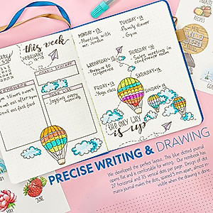 Little More Dot Grid Notebook - Dotted Notebook Journal Hardcover with Thick Paper - Leather Pocket Bullet Planner (7" x 5.5") - Small Diary with Numbered Pages with Pen Loop (Blue)