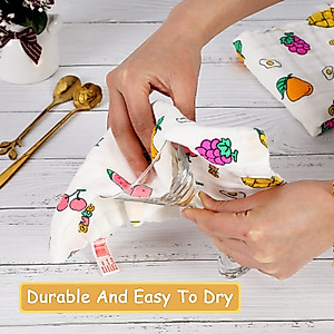 GIELYPANO 100% Cotton Absorbent Kitchen Dish Towels Set of 3,Gauze Kitchen Hand Towels, Ultra Soft Dish Towels Dish Cloths, Quick Drying Dish Rags - 12 x 12 Inches, 3 Pack (Fruit)