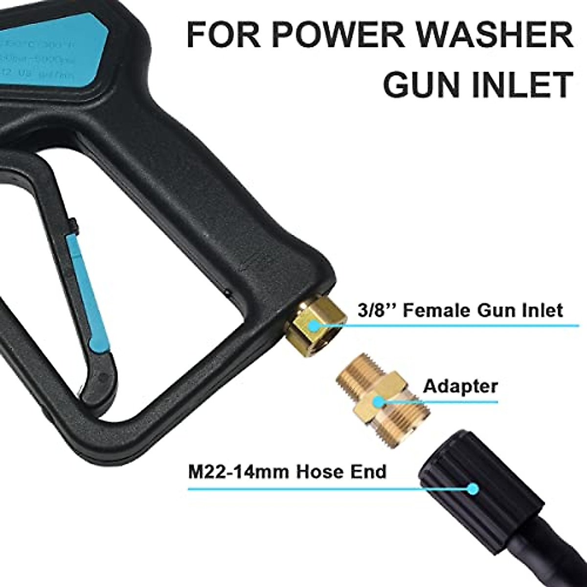 MUTURQ M22 Male to 3/8 Inch NPT Male Pressure Washer Adapter Thread Brass Fitting 4500 PSI Compatible with Simpson, Generac, Briggs Stratton, Craftsman, Ryobi