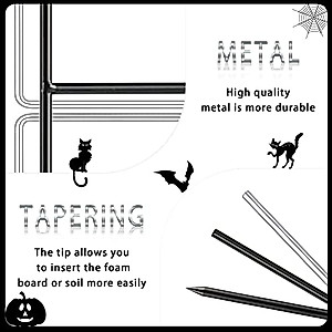 Hotop Halloween Tombstone Metal Stakes Foam Graveyard T Shape Decorative Gravestone for Yard Lawn Outdoor Garden Decorations(36 Pack), Black and Silver, approx. 6.5 x 3 inches (Stakes-IGBI95)