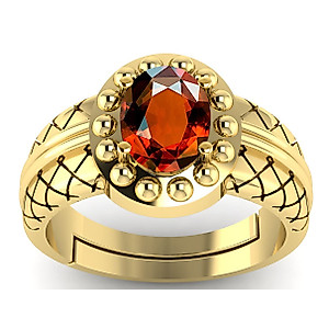 SirDaksh 8.00 Carat Natural Certified Gomed Hessonite Gold Plated Ring for Men Or Women's