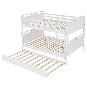 Lifeand Full-Over-Full Bunk Bed with Twin Size Trundle,Separable Bunk Bed for Bedroom,White