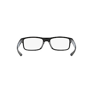 Oakley Men's Ox8081 Plank 2.0 Rectangular Prescription Eyeglass Frames, Satin Black on Blue/Demo Lens, 53 mm