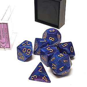 Chessex Dice: Polyhedral 7-Die Lustrous Dice Set - Purple w/gold CHX-27497