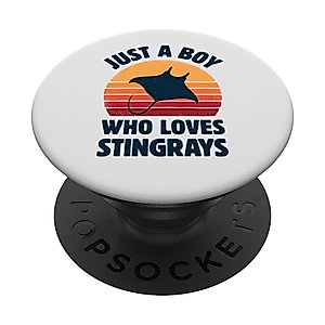 Stingray Just A Boy Who Loves Sea Animals Men Retro Vintage PopSockets Swappable PopGrip