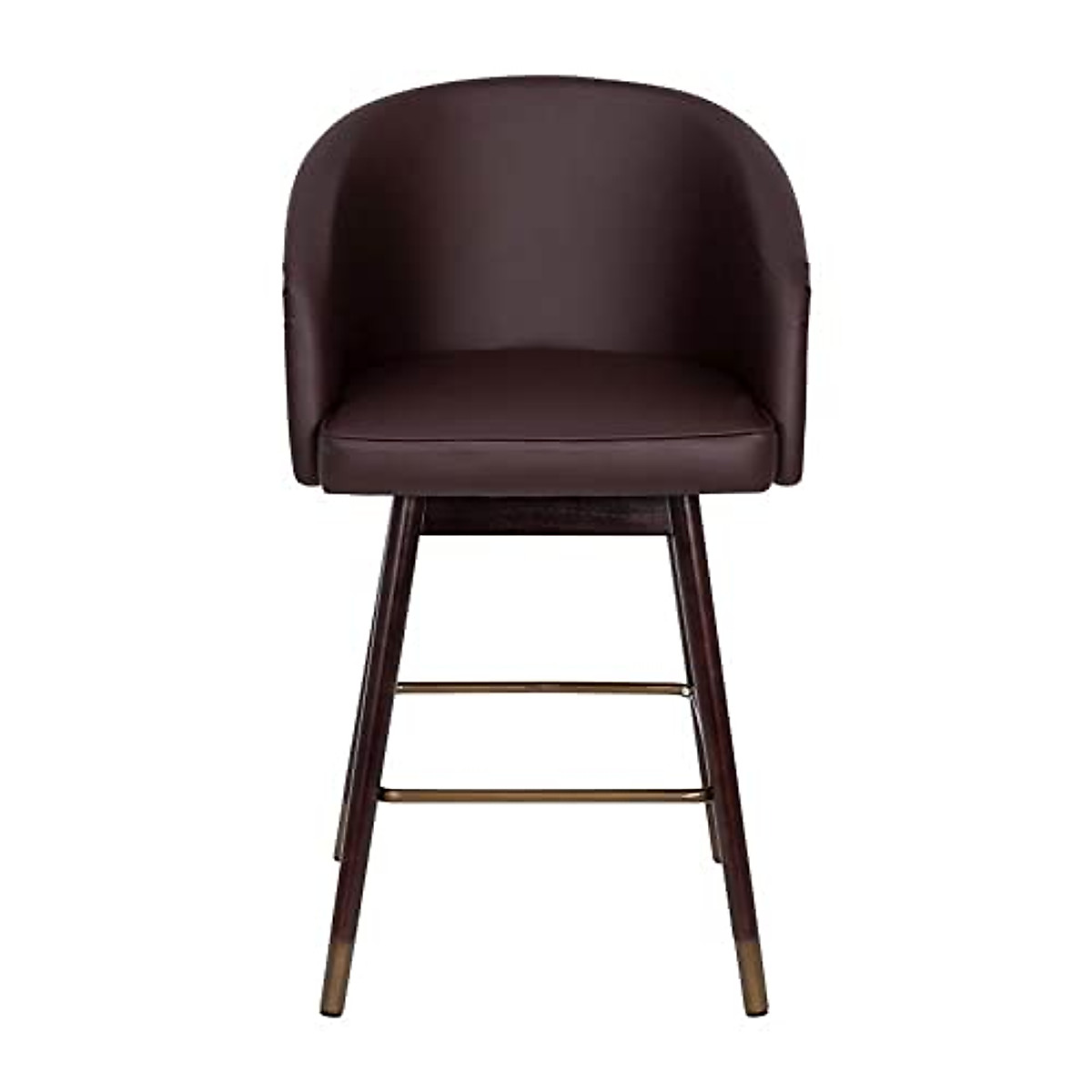 Flash Furniture Margo Commercial Grade Mid-Back Counter Stool - Black LeatherSoft Upholstery - Walnut Finish Beechwood Legs with Soft Bronze Accents - 26" Barstool