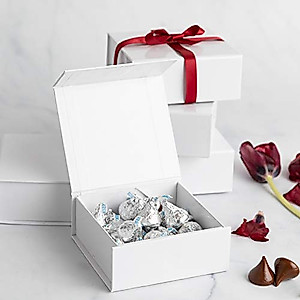 Purple Q Crafts SMALL White Hard Gift Box With Magnetic Closure Lid 4" x 4" x 1.6" Square Favor Boxes With White Glossy Finish (Inner size 3.75" x3.5" x1.5")(5 Boxes)