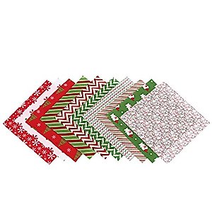 20pcs Christmas Cotton Fabric Bundles Sewing Square Fabric Christmas Patterns Quilting Fabric Patchwork Precut Fabric Scraps for DIY Craft Christmas Party Supplies Random Style