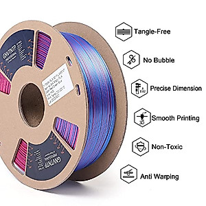 Silk MagicPLA 3D Printer Filament, Tri-Color Coextrusion PLA Filament 1.75mm, Shiny Silk Coextruded PLA, Silk Red-Green-Blue Three-Color Filament, 1kg/2.2lbs