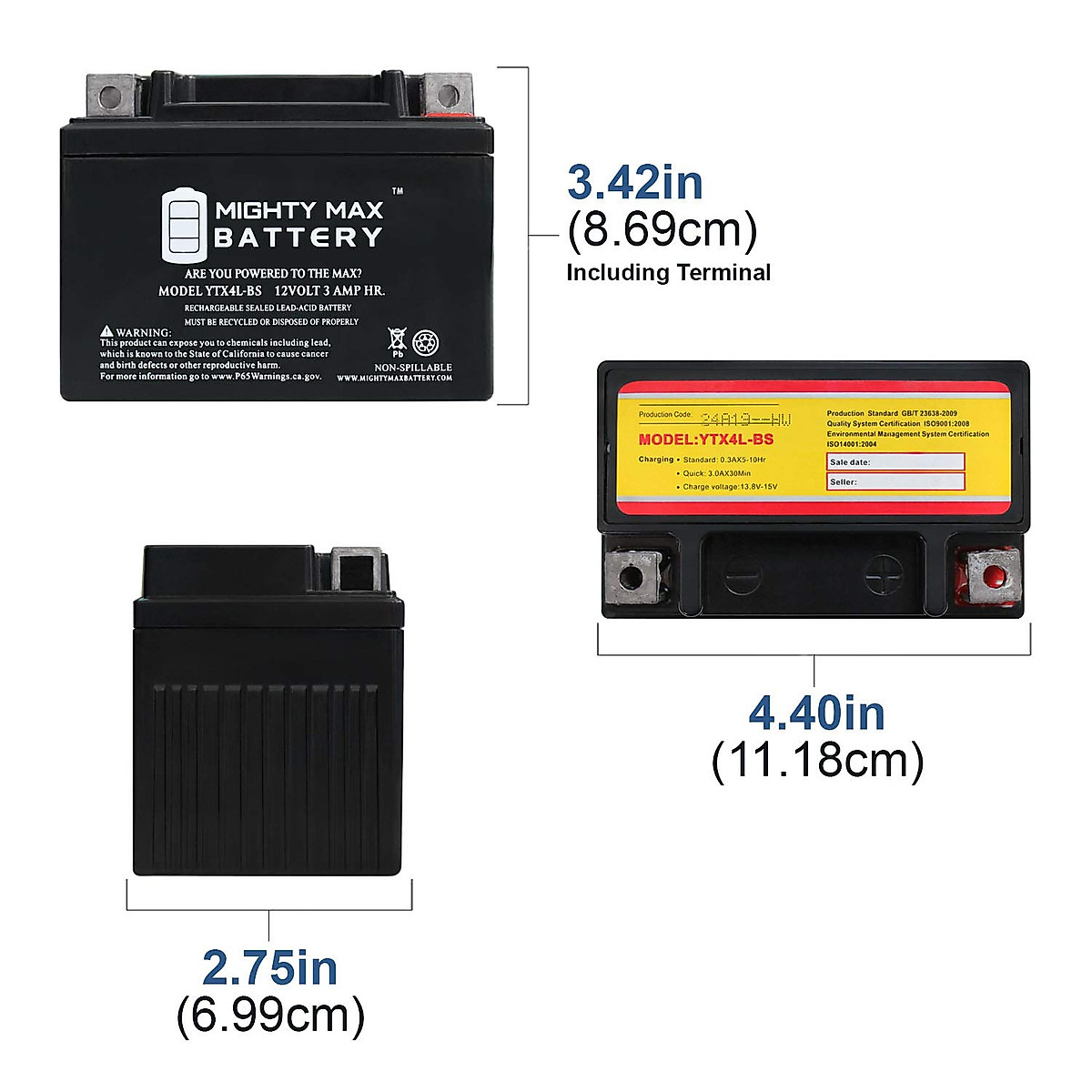 Mighty Max Battery YTX4L-BS Replacement for Scooter HONDA NB50 Aero 50CC 85-'87 Battery