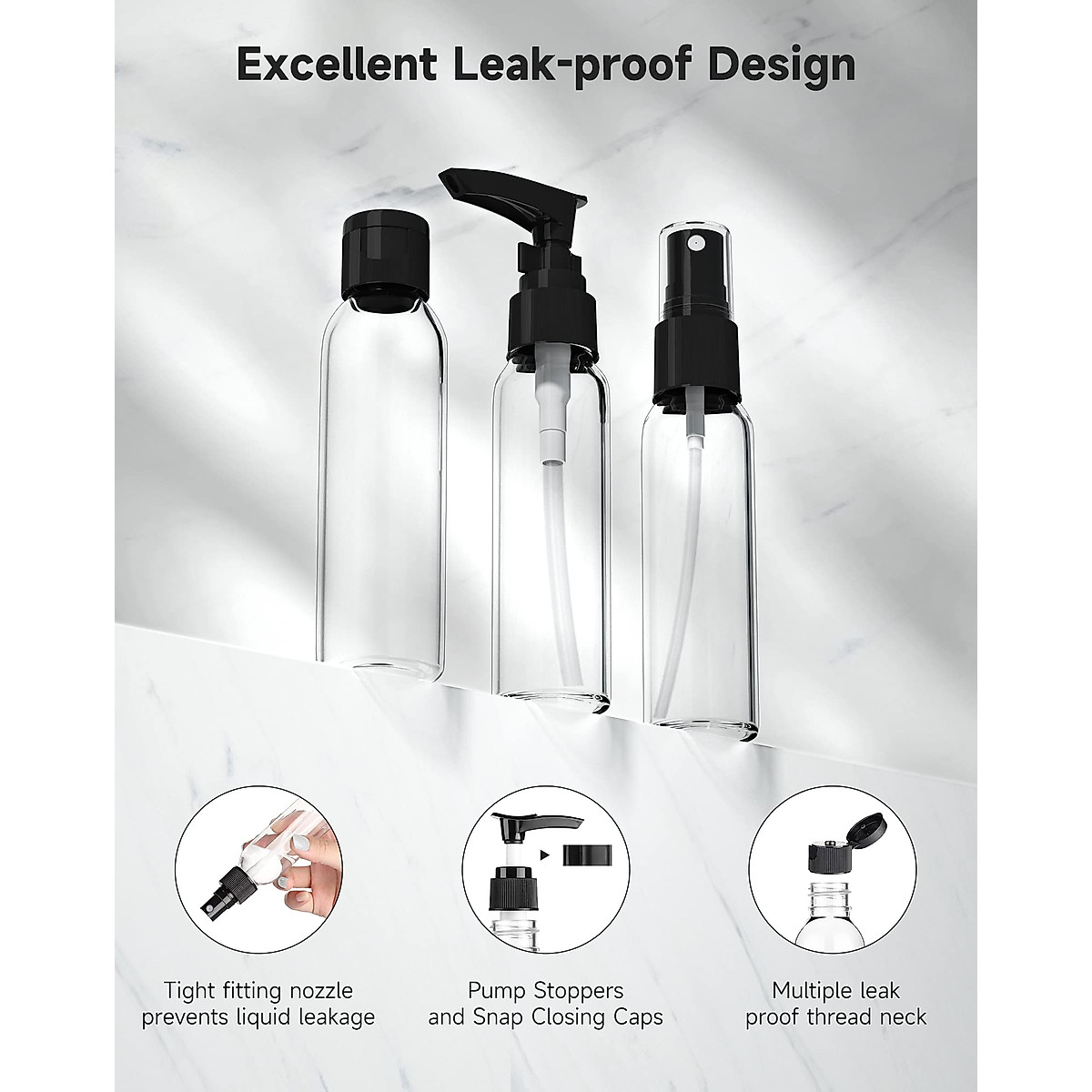 Morfone Travel Bottles kit, TSA Approved Travel Size Containers for Toiletries Leak Proof Refillable Liquid Travel Accessories with Toiletry Bag for Cosmetic Shampoo Conditioner Lotion