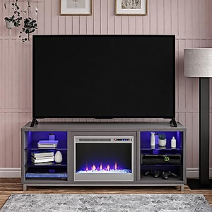 Ameriwood Home Lumina Fireplace Stand, TVs up to 70", Graphite Gray