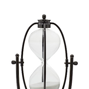 Deco 79 Sophisticated Metal Glass Acrylic Sand Timer, Black, 6”L x 6”W x 12”H, (53422)