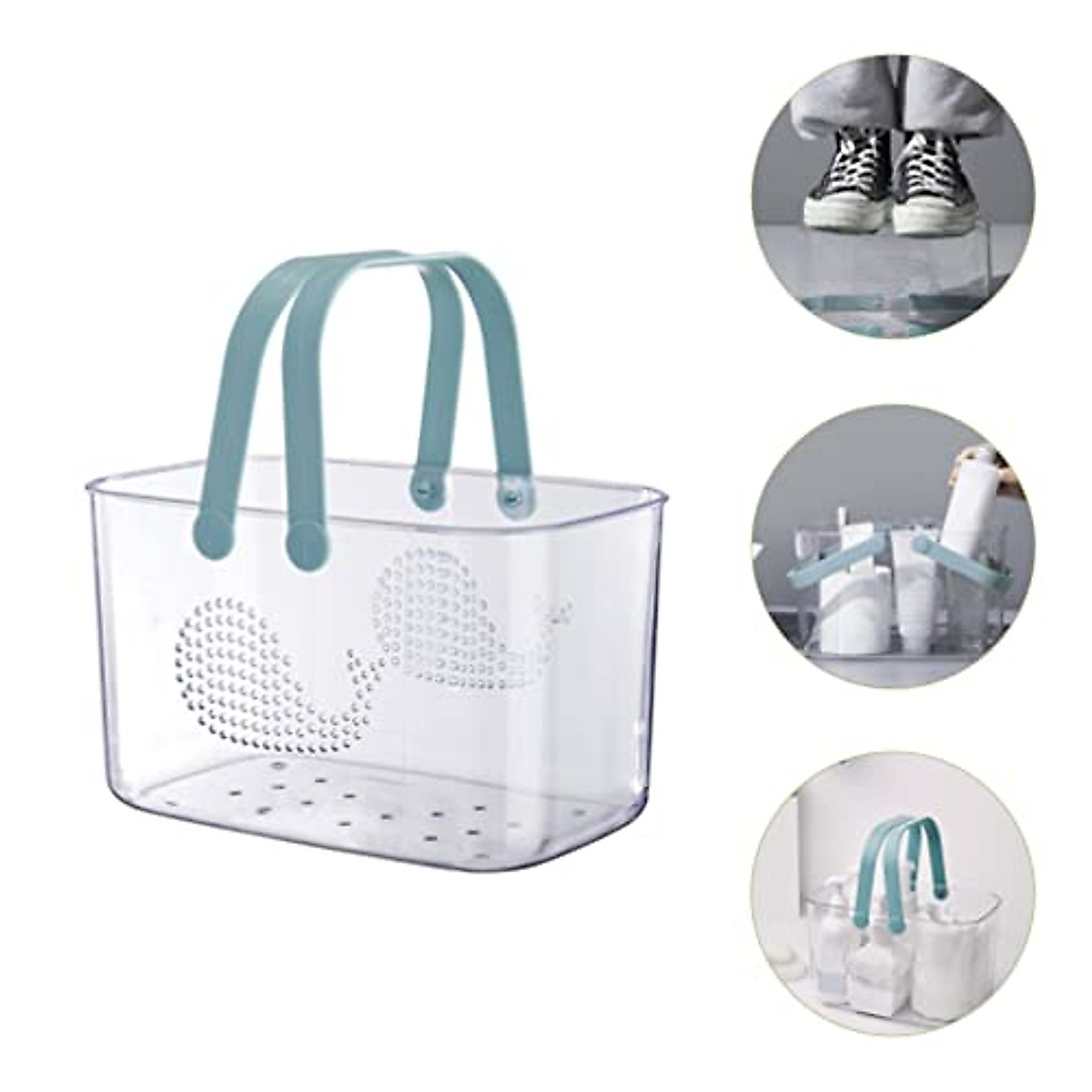 LALAFINA Loofah shower caddy basket Plastic Storage Basket Shower Organizer Bucket with Handle for Kitchen Dorm Bathroom Garden Cleaning Supplies Sky- blue Scrunchies