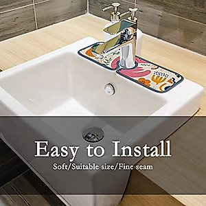 Kitchen Faucet Absorbent Mat 4 Pieces Cute Spring Flower Cat Faucet Sink Splash Guard Bathroom Counter and RV,Faucet Counter Sink Water Stains Preventer