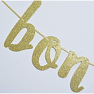 Bon Anniversaire Banner for Happy Birthday Party Decorations French Theme Sign Photo Backdrop (Gold Glitter)