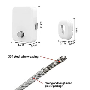 Retractable Clothesline Indoor Outdoor | Clothes Line 14ft | 304 Stainless Steel Clothesline Heavy Duty 55LBs Weight Capacity | Wall Mounted Clothes Drying Laundry Line, Lock to Prevent Sagging