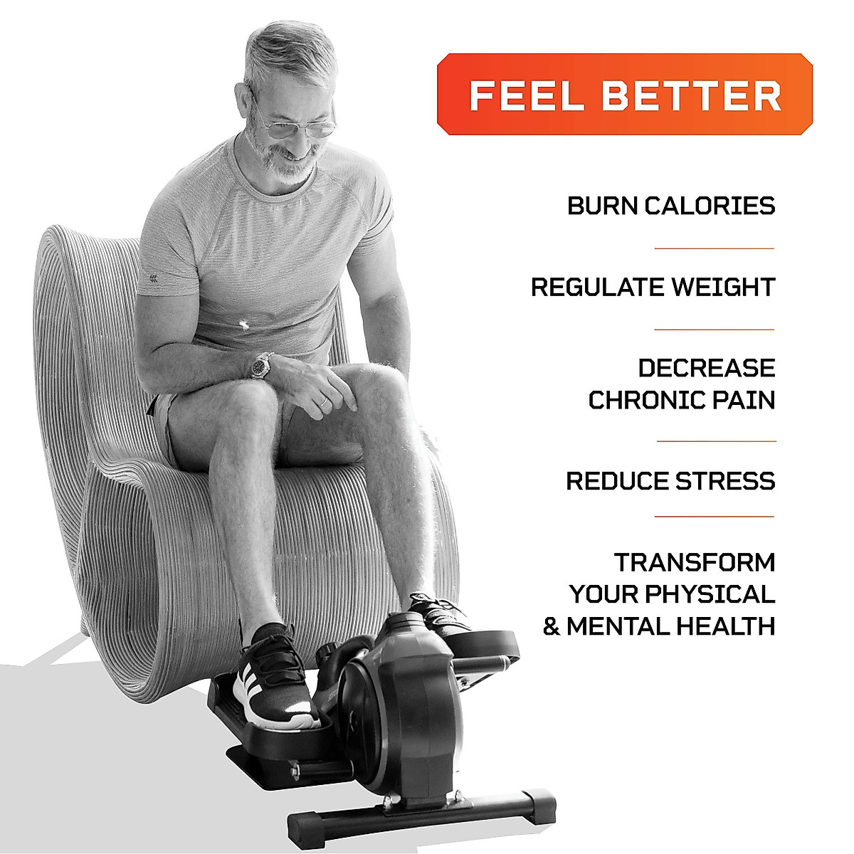 LifePro Under Desk Elliptical - Under Desk Bike Pedal Exerciser - Perfect Desk Exercise Equipment - for Seniors Adults and Teens (Flexstride Plus) (Renewed))