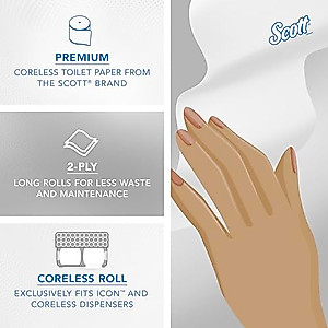 Scott® Essential Coreless High-Capacity Standard Roll Bulk Toilet Paper (04007), 2-Ply, White (1,000 Sheets/Roll, 36 Rolls/Case, 36,000 Sheets/Case)