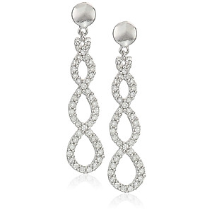 Vir Jewels 1/2 cttw Diamond Infinity Earrings Dangle Drop 10K White Gold 1.20 Inch