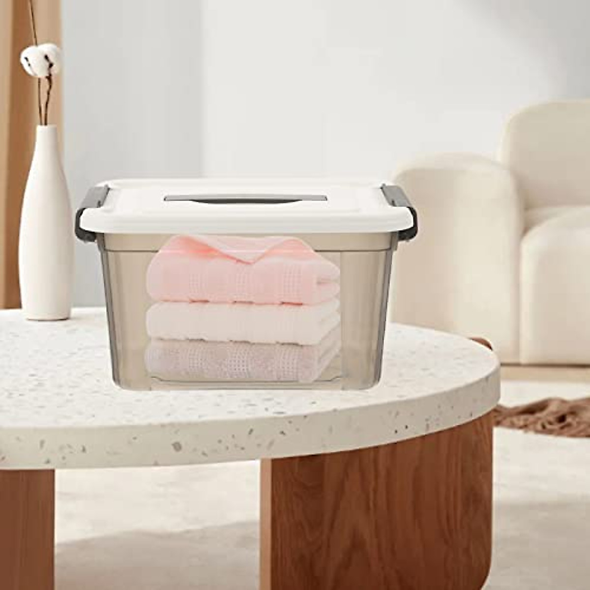 OUNONA Toy Bin Organizer Plastic Storage Box Toys Sorting Organizers Sundries Bin Tote Organizing Container with Lid Clear Stackable Latching Box Laundry Bucket