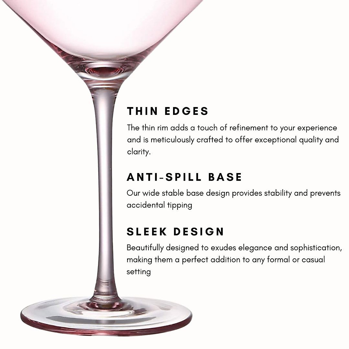 ANNIE LAURIE Pink Colored Wine Glass - Set of 2 - Large 22 oz Stemmed Glassware - Hand-Blown Crystal Glasses, White & Red Wine, Water, Cocktail - Bachelorette, Party, Celebration, Birthday