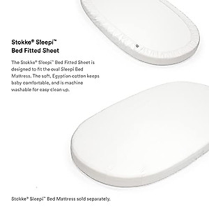 Stokke Sleepi Fitted Sheet, White - Soft Sheets for Sweet Dreams - Made for Stokke Sleepi Crib/Bed - 100% Fine Cotton Percale - Washable