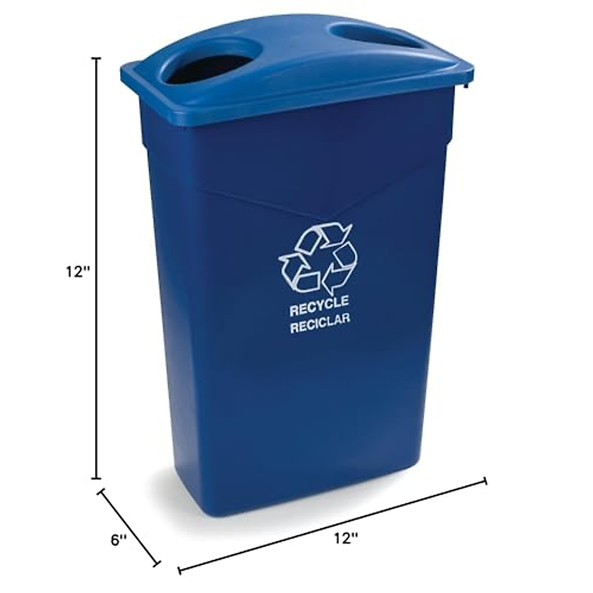 Carlisle FoodService Products 342027REC14 TrimLine Plastic Bottle/Can Recycle Lid, 12" Length x 12" Width x 6" Height, Blue, for 343023REC and 342015REC Containers