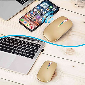 UrbanX 2.4GHz & Bluetooth Mouse Rechargeable Wireless Mouse for Amazon Fire HD 10/ Plus/Max 11 & All Kindle Devices Wireless Mouse for Laptop/PC/Mac/iPad pro/Computer/Tablet/Android -RGB LED Gold