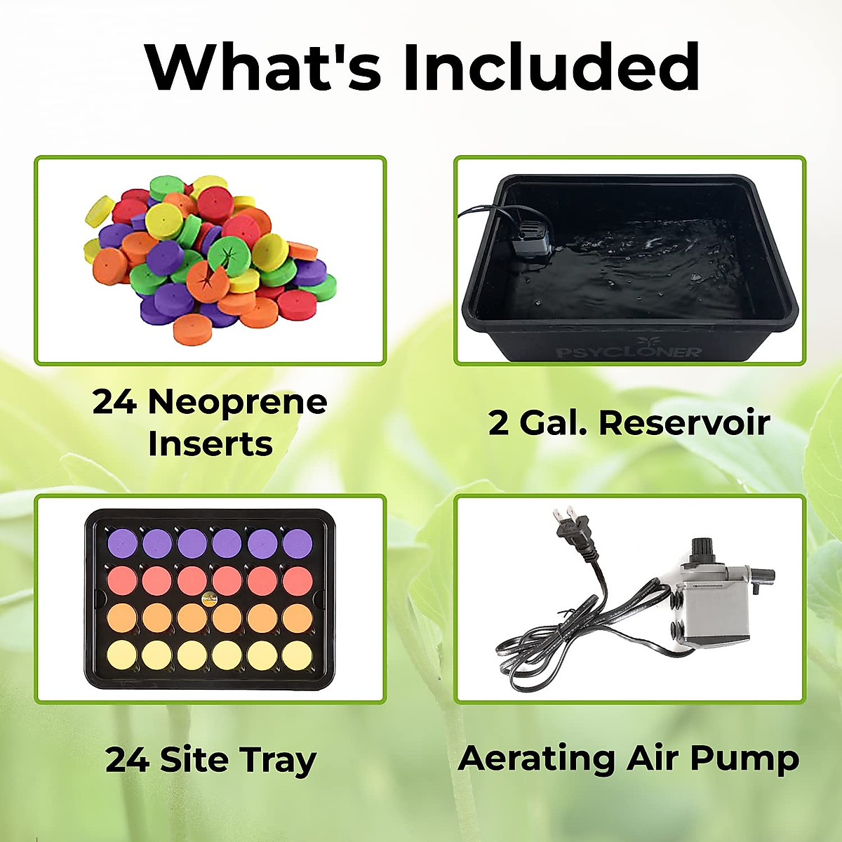 Psycloner Clone Machine, Hydroponics System, Cloner for Plant Cuttings, Propagation, 2 Gallon, Deep Water Culture, DWC (24 Site)