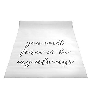 Sparkle and Bash White Aisle Runner for Wedding Ceremony Decorations for Outdoors, You Will Forever Be My Always Aisle Runner (50 x 3 Ft)