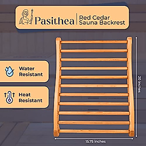 Pasithea Canadian Red Cedar Sauna Backrest - Slip-Resistant, Non-Toxic, Comfortable S-Shape Design - Sauna Chair with Back, Sauna Accessories for Any Barrel or Infrared Sauna (Pack of 1)