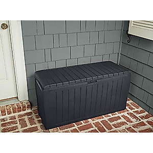 Keter Marvel Plus 71 Gallon Resin Outdoor Box for Patio Furniture Cushion Storage, Grey