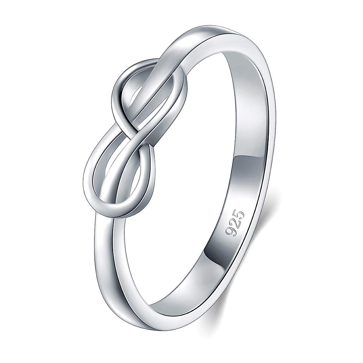 BORUO Infinity Ring - Sterling Silver Rings For Women - 925 Infinity Sterling Silver Rings - Knot Ring - Infinity Shape Silver Ring - Classic Gift for Special Occasions - Stackable - 2mm Size 5.5