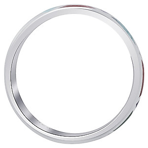 Southwestern Style Multi Gemstone 6mm Wedding Band 925 Sterling Silver Ring for Women Size 13