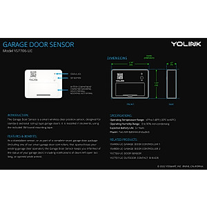 YoLink Garage Door Sensor, Smart Garage Door Position Sensor with Door Left Open Reminders, Hub Required!