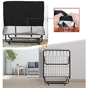 Universal Folding Bed Storage Cover 39" Lx 15 "W x 44.8 "H Rollaway Bed Storage Cover Fits Twin Size 38 Inch Beds Dustproof Guest Bed Protector with Zipper for Easy On and Off Black